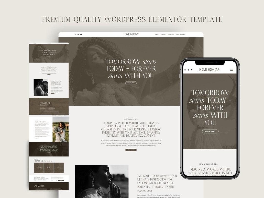 Wordpress Elementor Pro Template 'tomorrow' | Minimalist Wordpress Webdesign for Creative ...