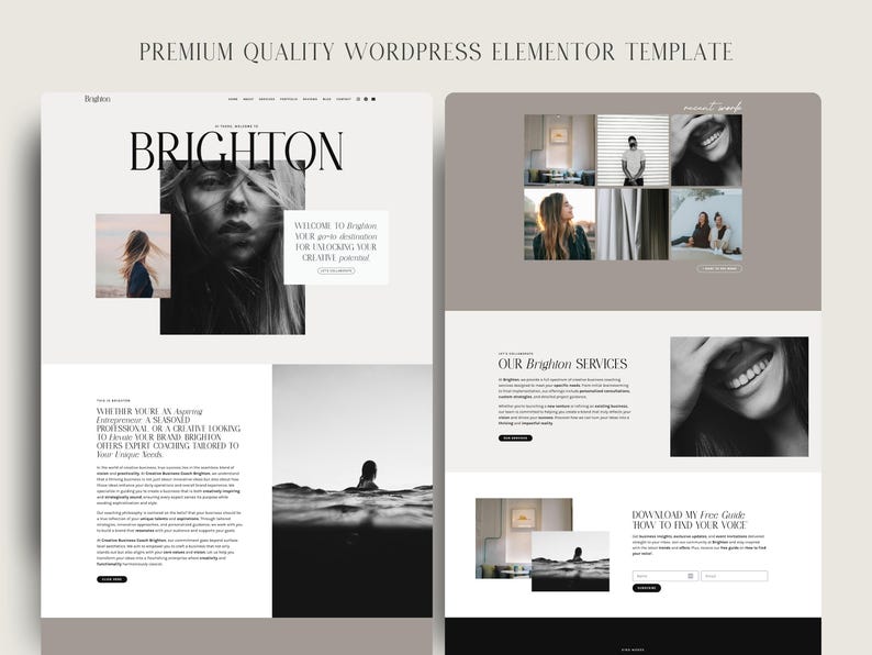 Wordpress Elementor Pro Template ‘brighton’ – Modern Multi-page WP Theme for Creative Coaches ...