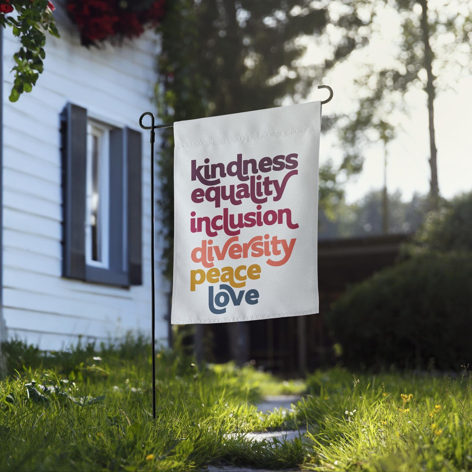 Kindness Equality Inclusion Diversity Peace Love Garden Flag Democratic ...