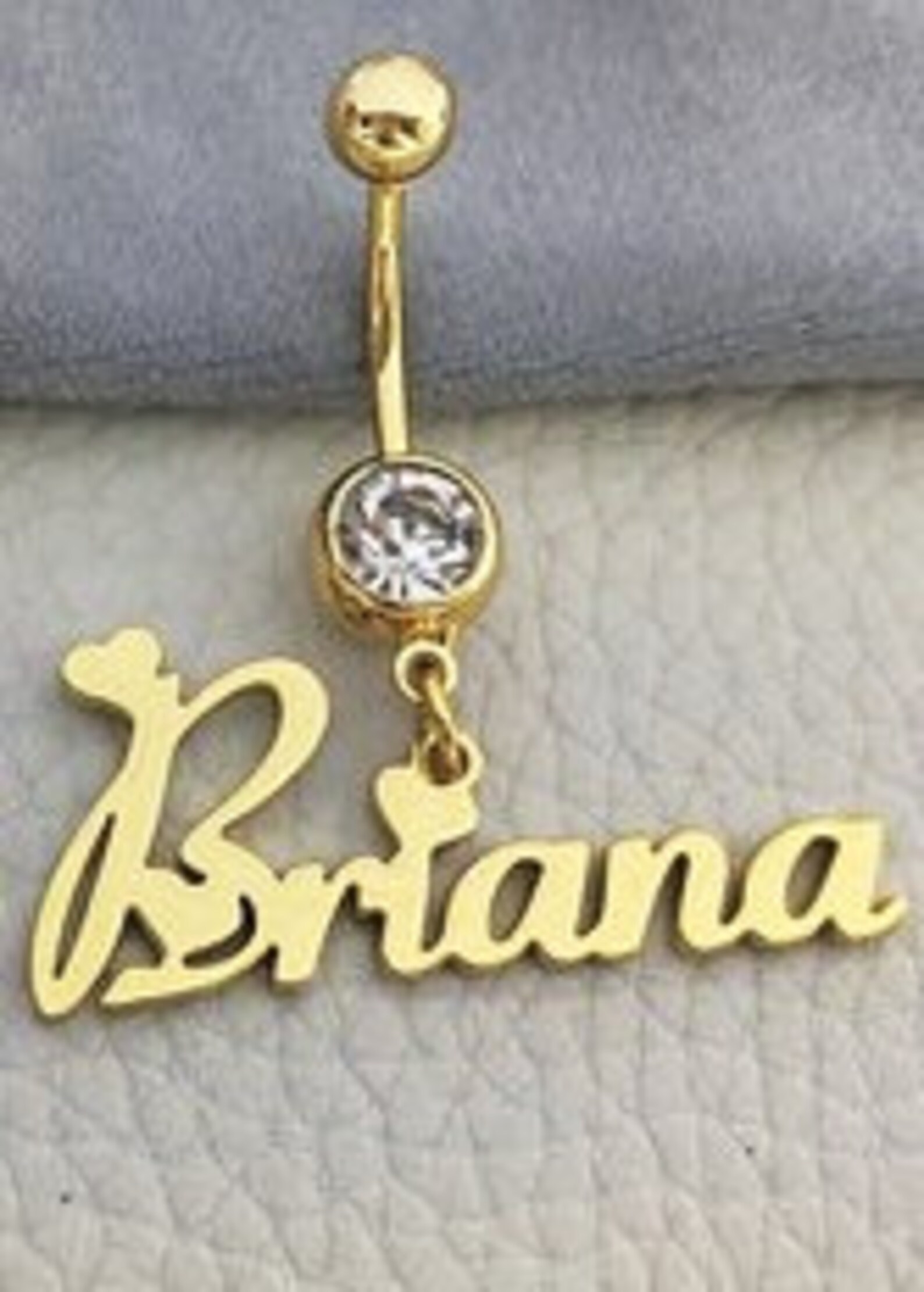 Custom Belly Ring, Navel Piercing Bar, Personalized Name, Dangling ...