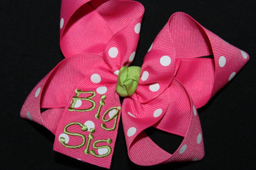 Big Sister Monogrammed Hair Bow - Etsy