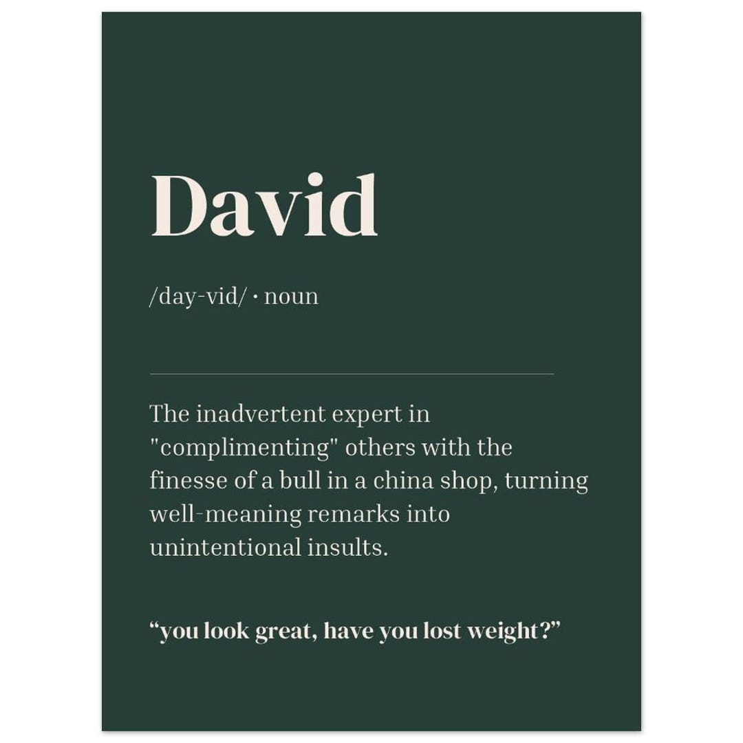 David Funny Definition Poster 30x40 Cm / 12x16 - Etsy