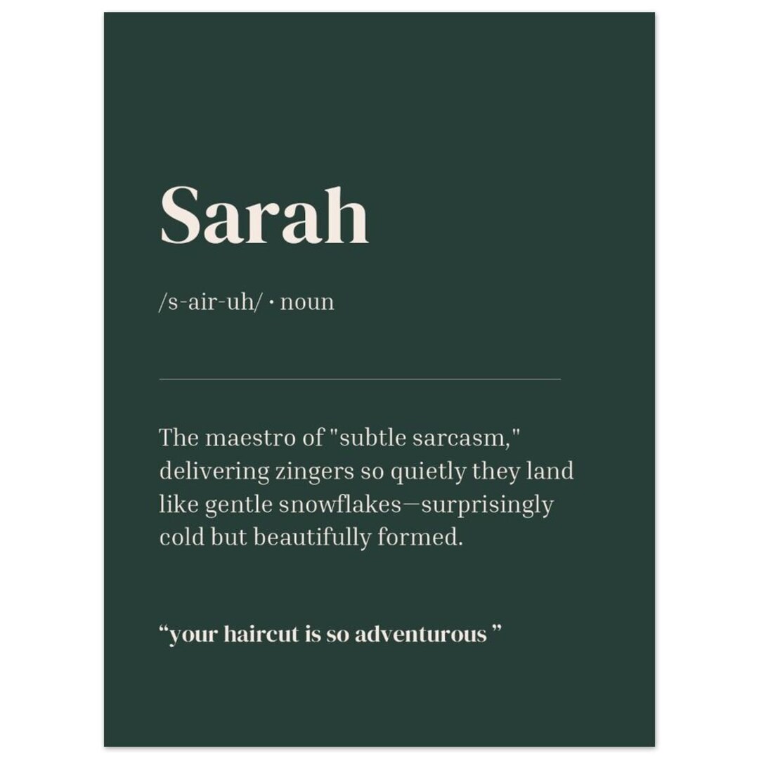 Sarah Funny Definition Poster 30x40 Cm / 12x16 - Etsy