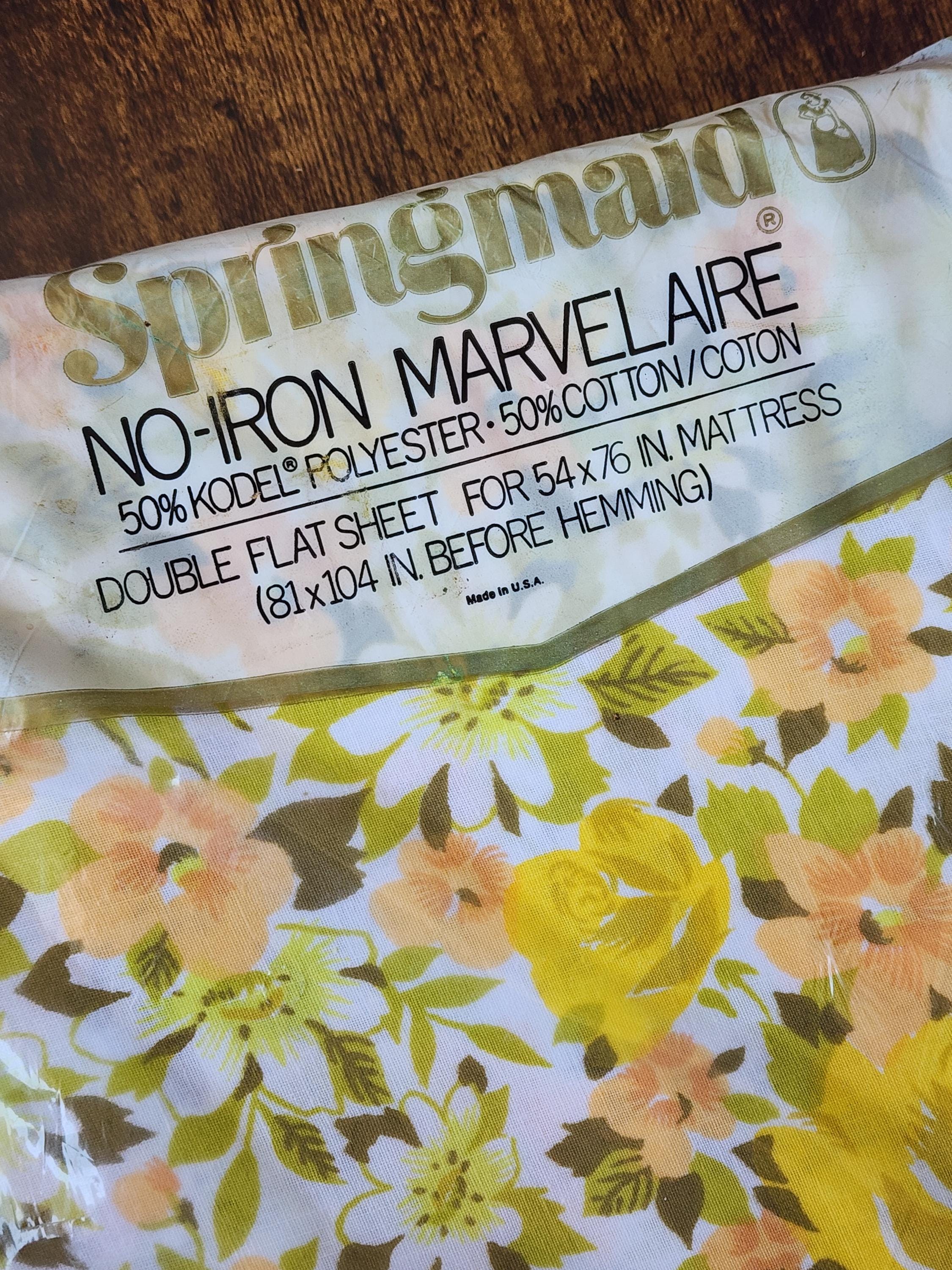 1970s Yellow Floral Vintage Springmaid Marvelaire Full Size Sheet Set ...