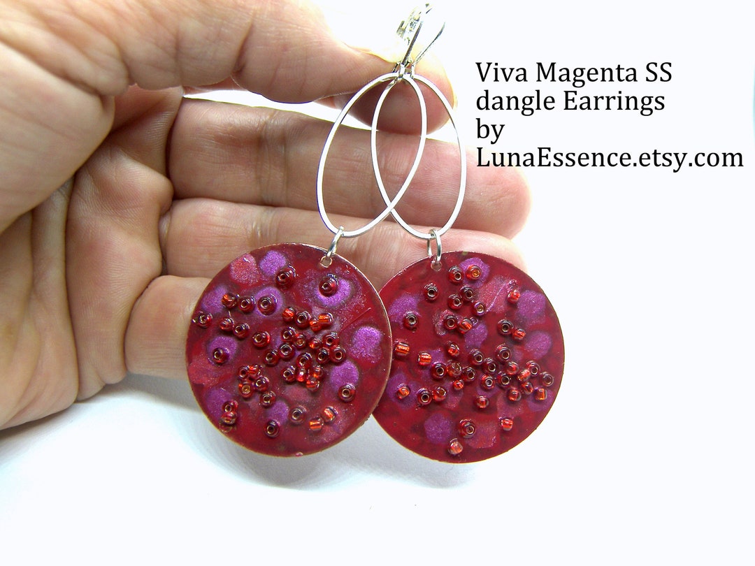Viva Magenta Sterling Silver Earrings - Etsy