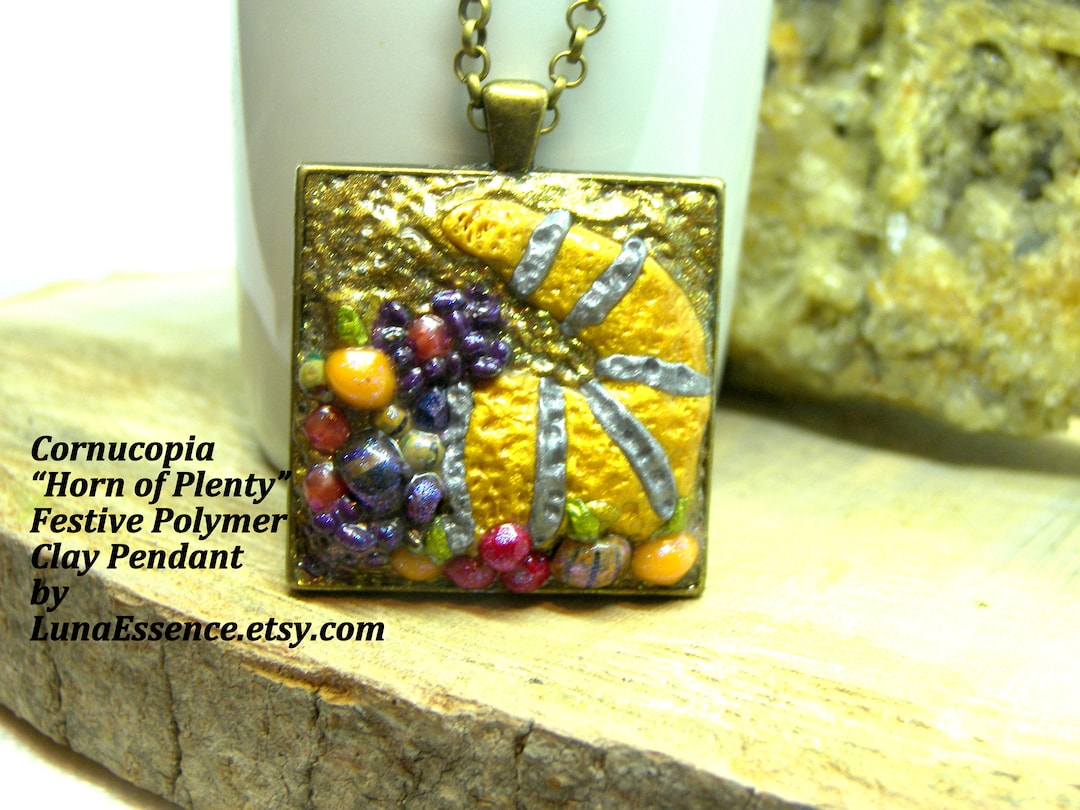 Cornucopia Horn of Plenty Polymer Clay Pendant - Etsy