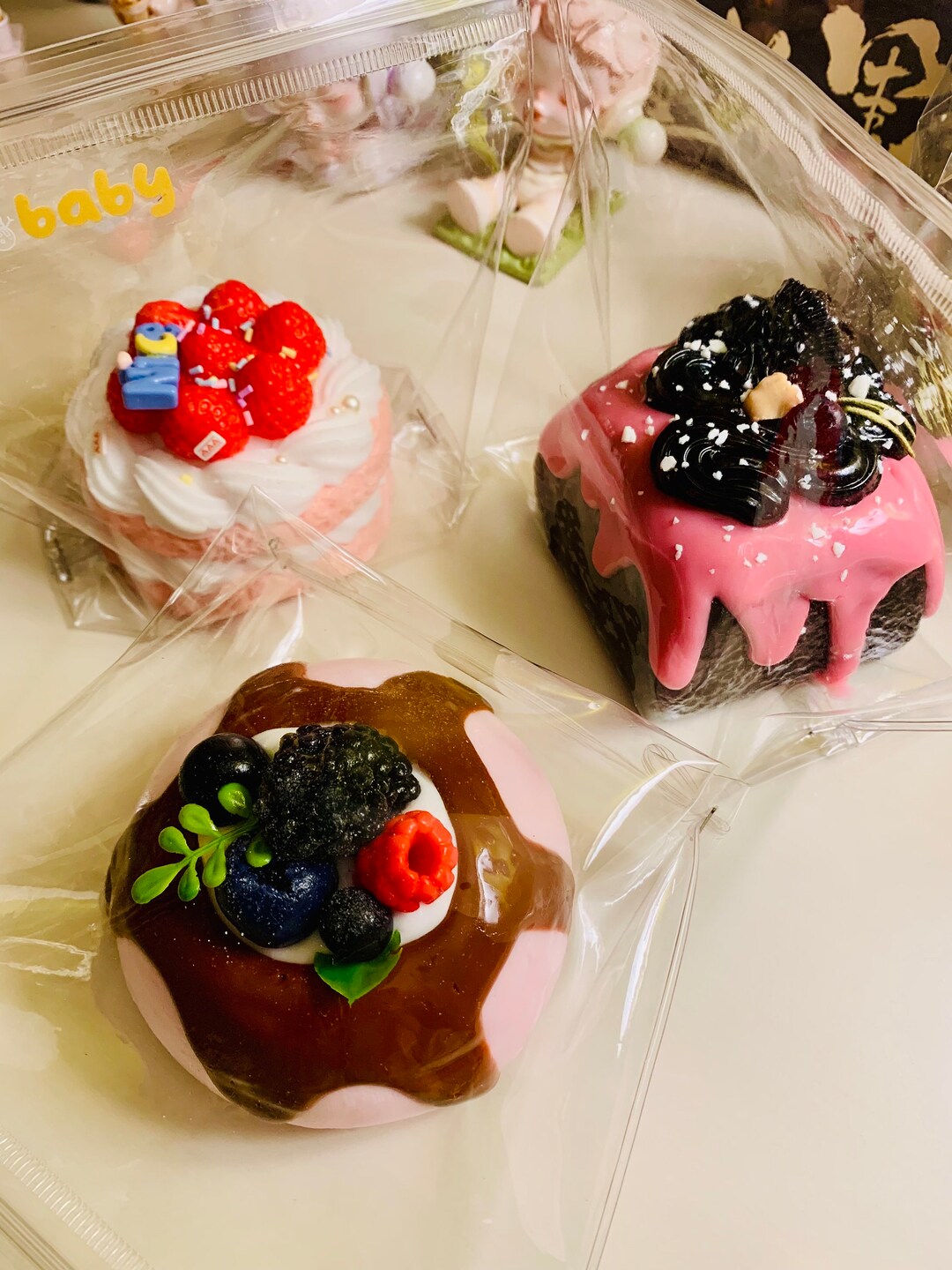 Taba Squishy Daifuku/ Choc Square/ Pink Puffhandmade Squeeze Squishy ...