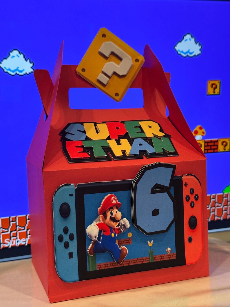 Caja Gable con temática de Super Mario / Recuerdos de fiesta ...