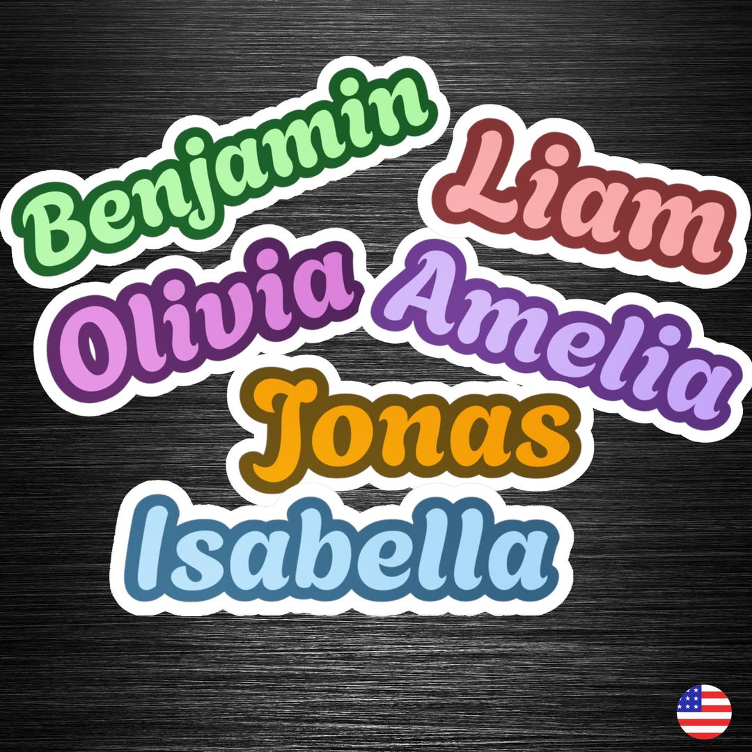 Retro Style Name Sticker - Custom Vintage Label for Laptops, Notebooks ...