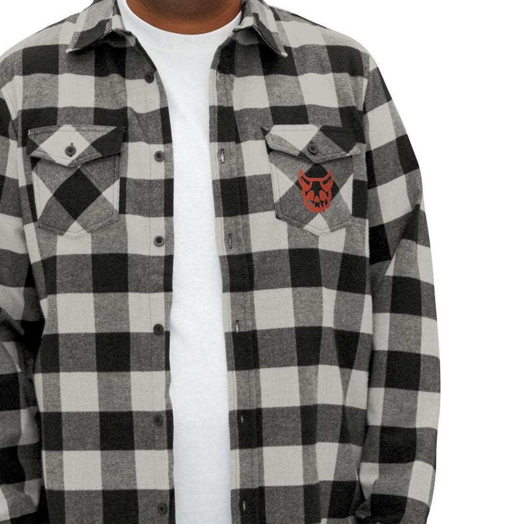 Horned Skull Flannel Shirt, Gothic Flannel Top, Unisex Plaid Shirt ...