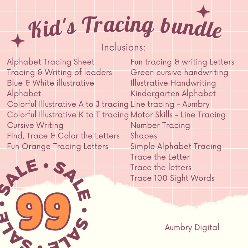 Tracing Letters, Lines, Alphabet & Numbers Worksheet Bundle - Etsy