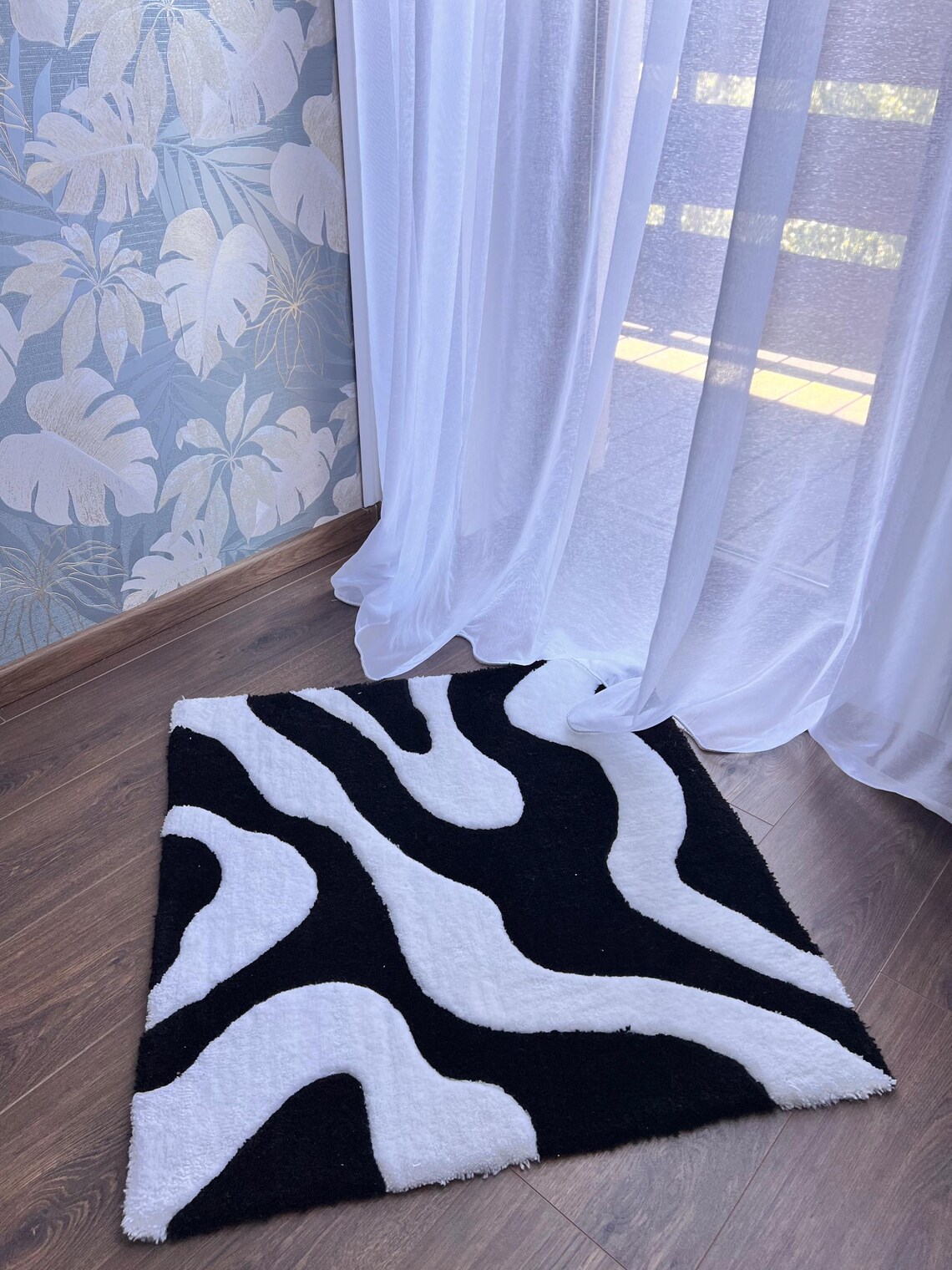 Zebra/black and White Tufting Rug - Etsy