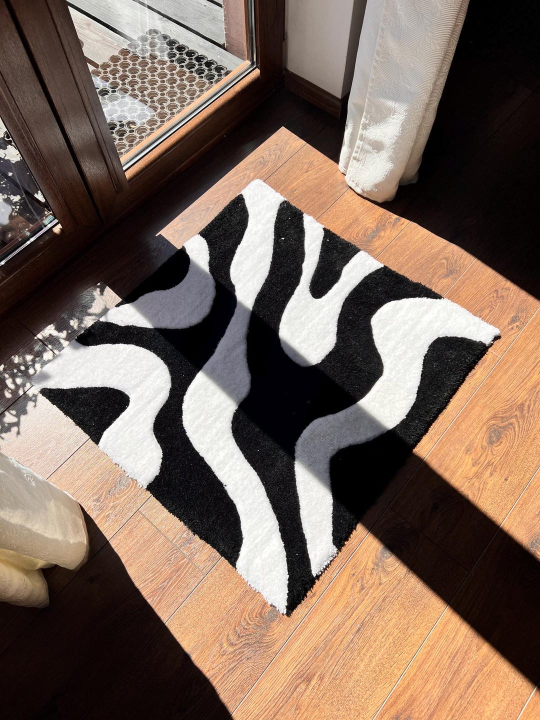 Zebra/black and White Tufting Rug - Etsy