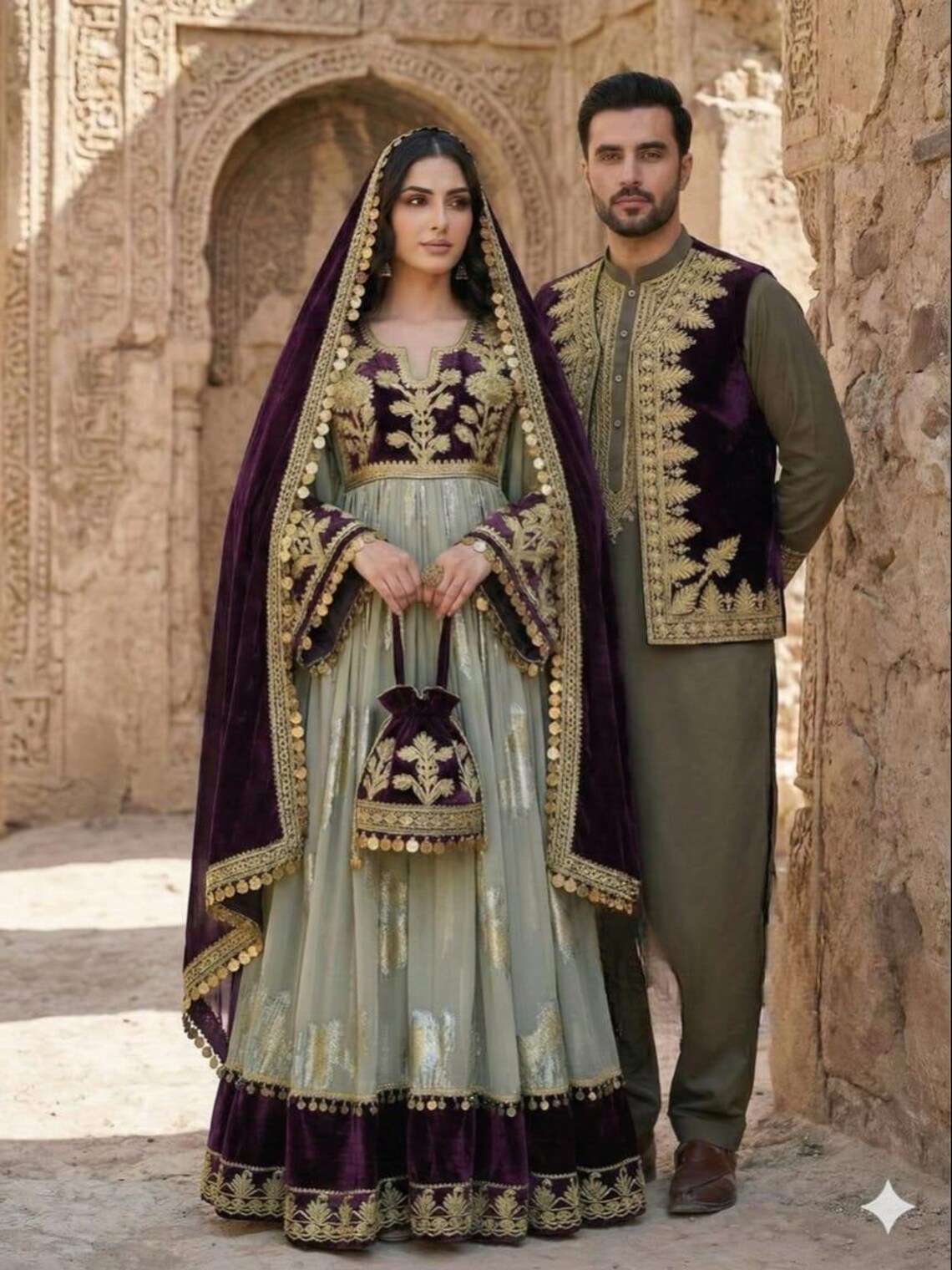 Traditional Long Afghan Maxi Dress With Wasket for Wedding .couple Set ...