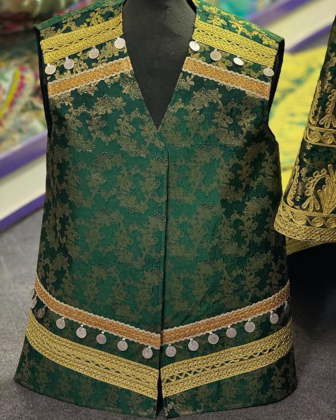 Afghan Green Banars Nikkah Long Kochi Couple Dress and Wasket for ...