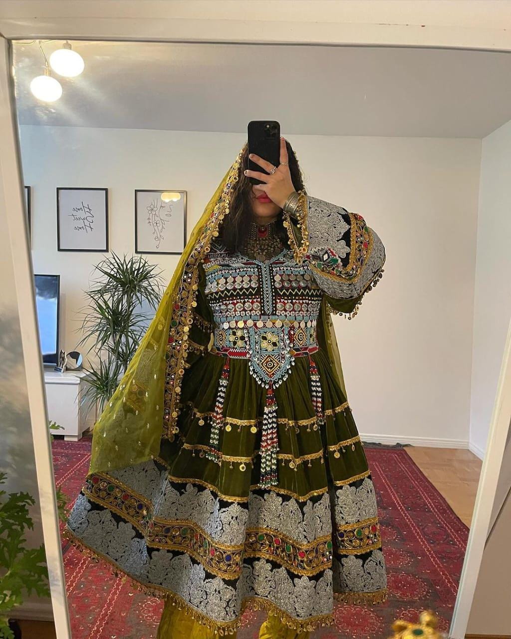 Green Short Afghan Kochi Nikkah Dress for Women - Etsy