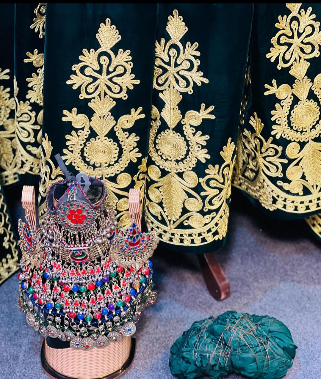 Afghan Kochi Green Nikkah Long Couple Dress and Wasket for Wedding ...