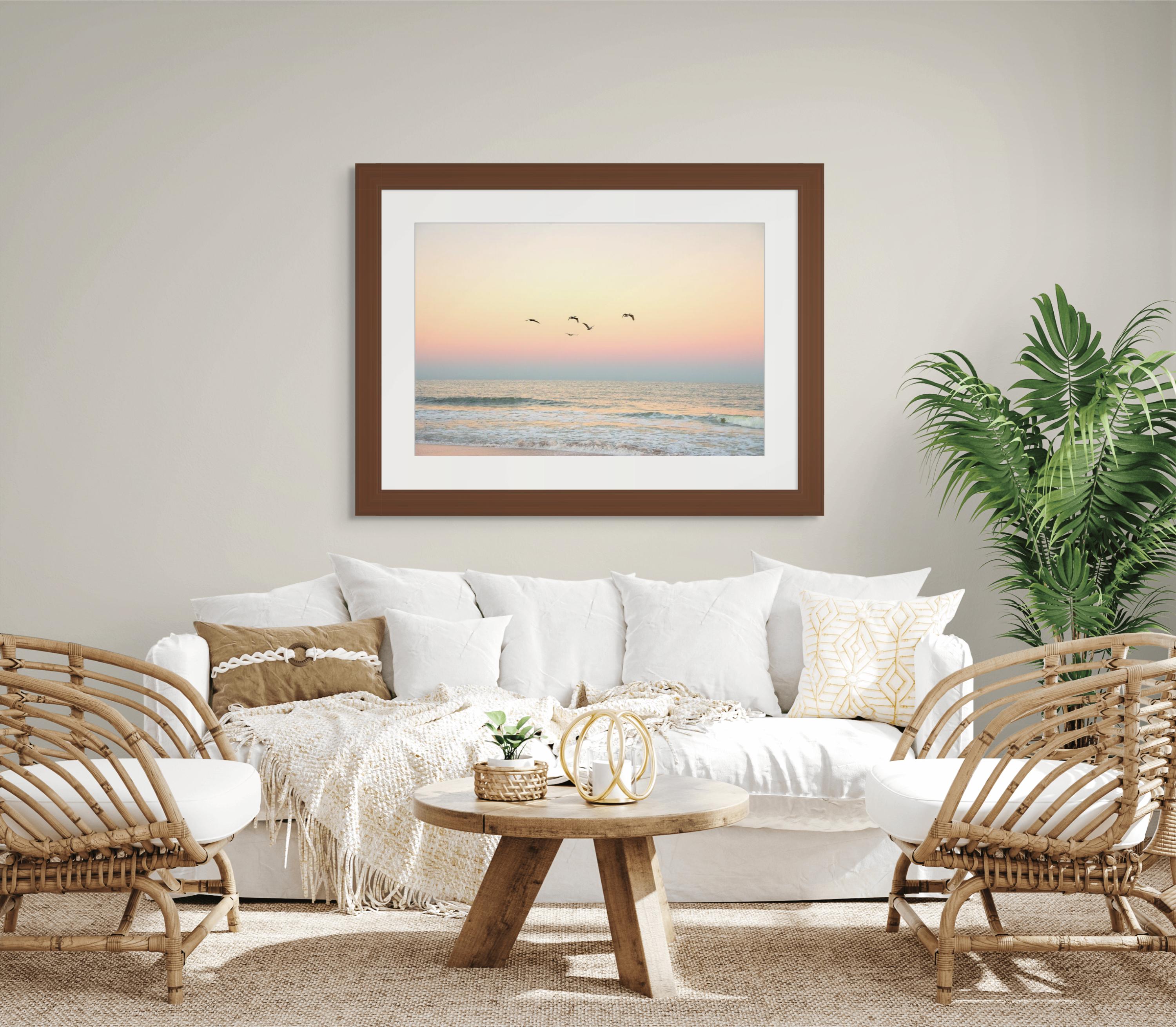 Sunset Beach Wall Art With Soaring Birds Coastal Landscape Photography ...