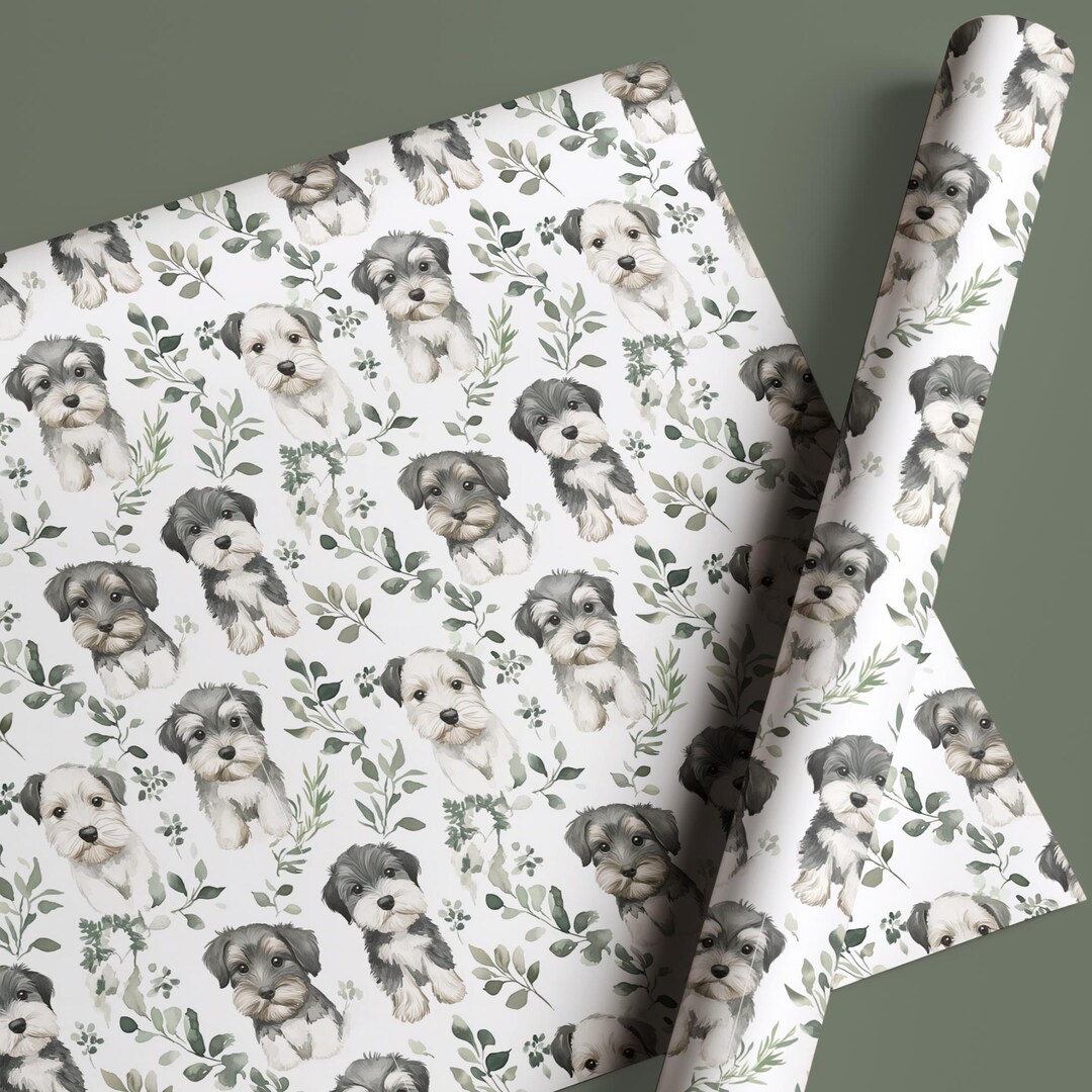 Dog Wrapping Paper Schnauzer Gift Wrap Kids Birthday Present for Dog ...