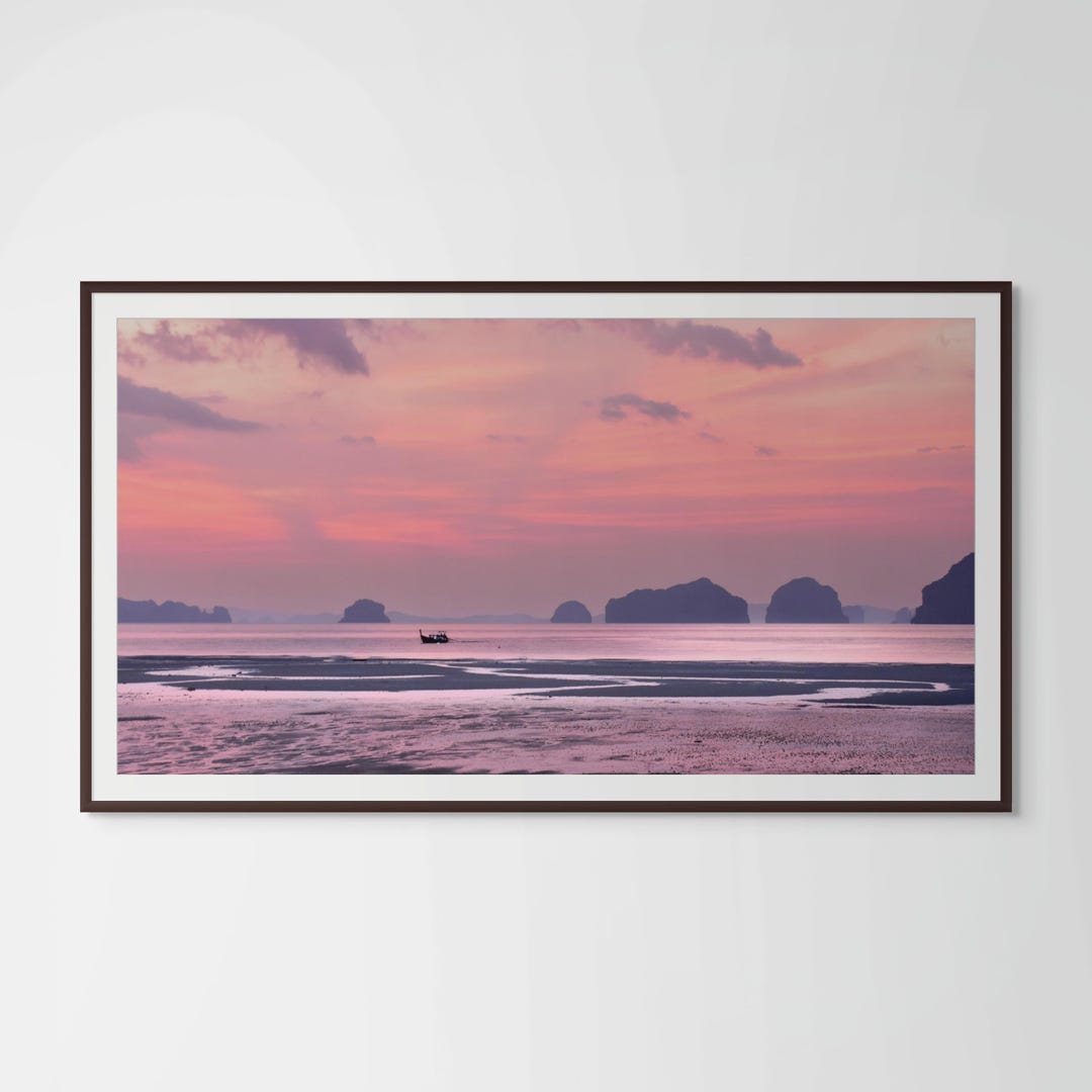 Thailand Sunset Photography Print - Krabi Longtail Boat at Vibrant ...