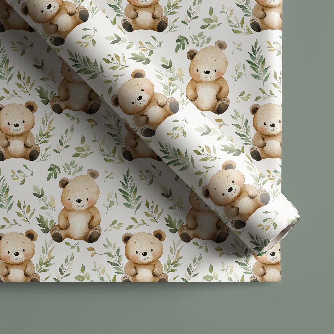 Baby Shower Wrapping Paper Teddy Bear Gift Wrap Newborn Gift Design ...