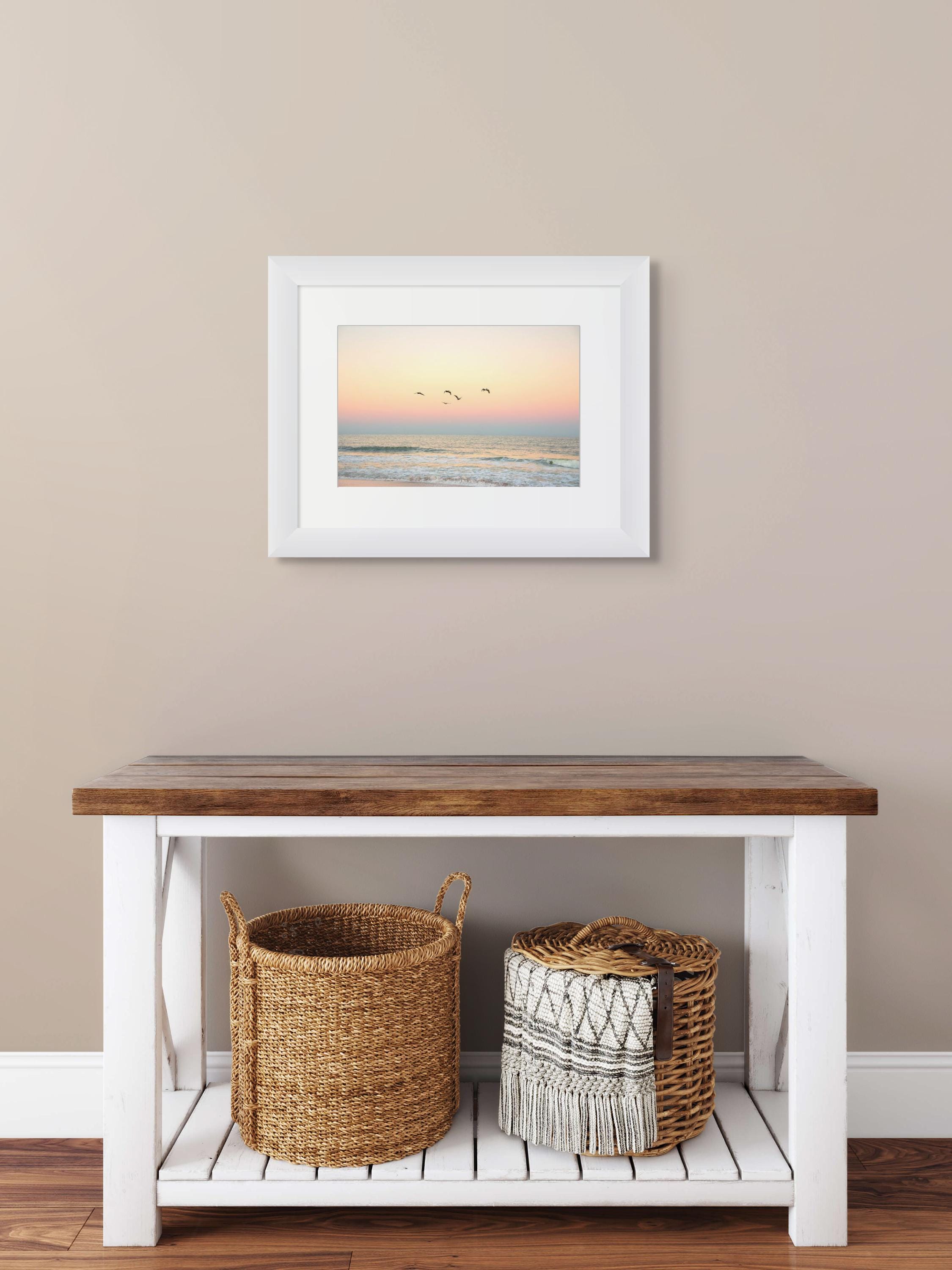 Sunset Beach Wall Art With Soaring Birds Coastal Landscape Photography ...