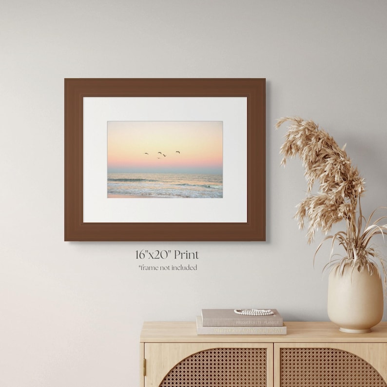 Sunset Beach Wall Art With Soaring Birds Coastal Landscape Photography ...