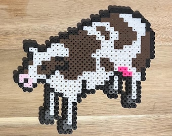 Perler Bead Pixel Art Cute Cow Face - Etsy