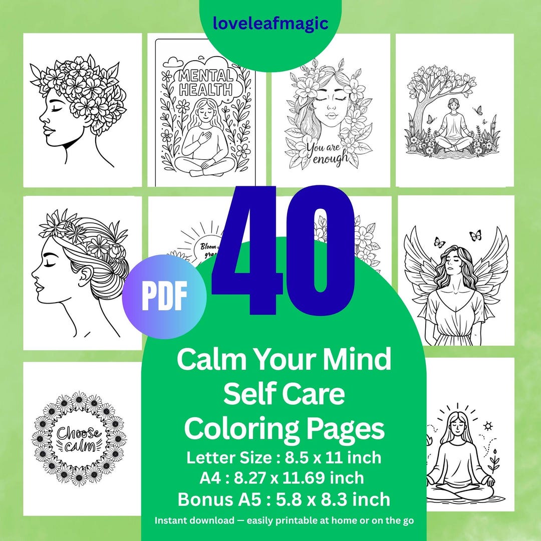 Mindful Anti-anxiety Coloring Pages Stress Relief Printables for Teens ...
