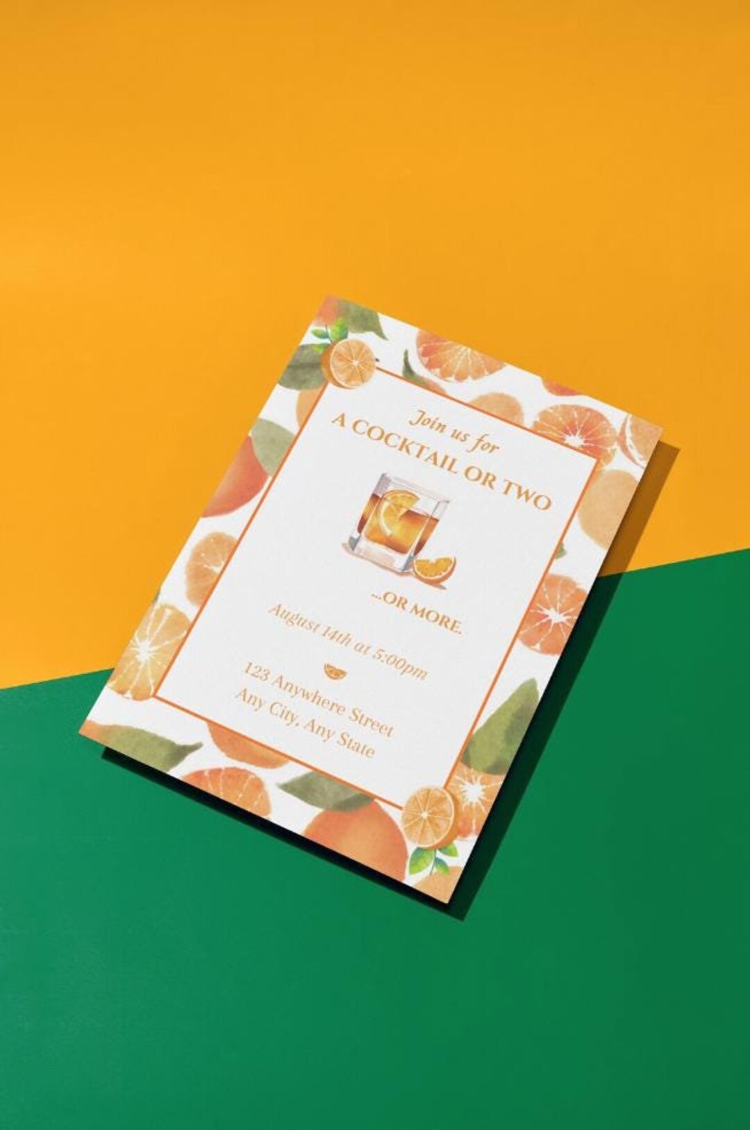 Editable Cocktail Party Template Fruit Collection Orange Citrus Theme ...
