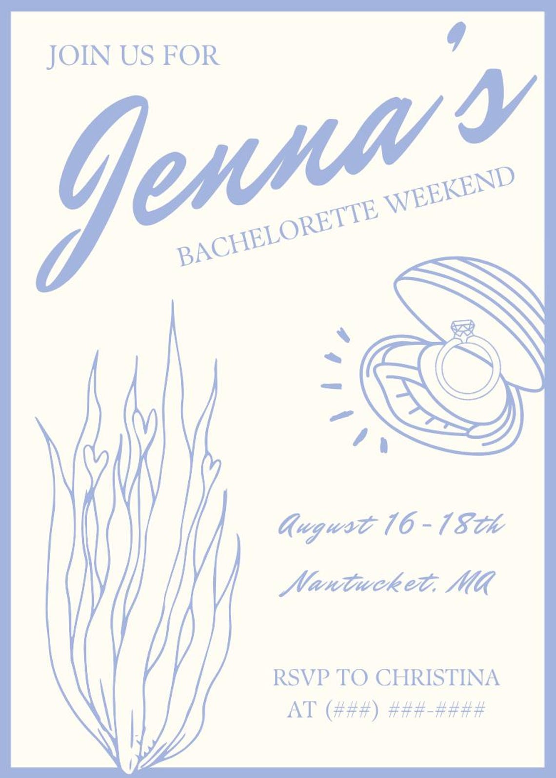Editable Bachelorette Party Invitation/itinerary Template Coastal Theme ...