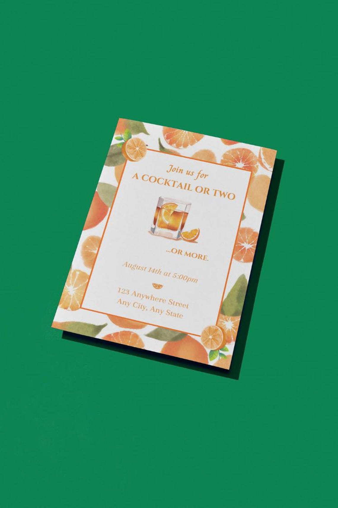 Editable Cocktail Party Template Fruit Collection Orange Citrus Theme ...