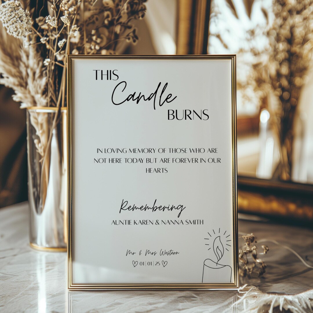 Wedding Memorial Sign Printable | Memorial Candle Sign for Wedding | in ...