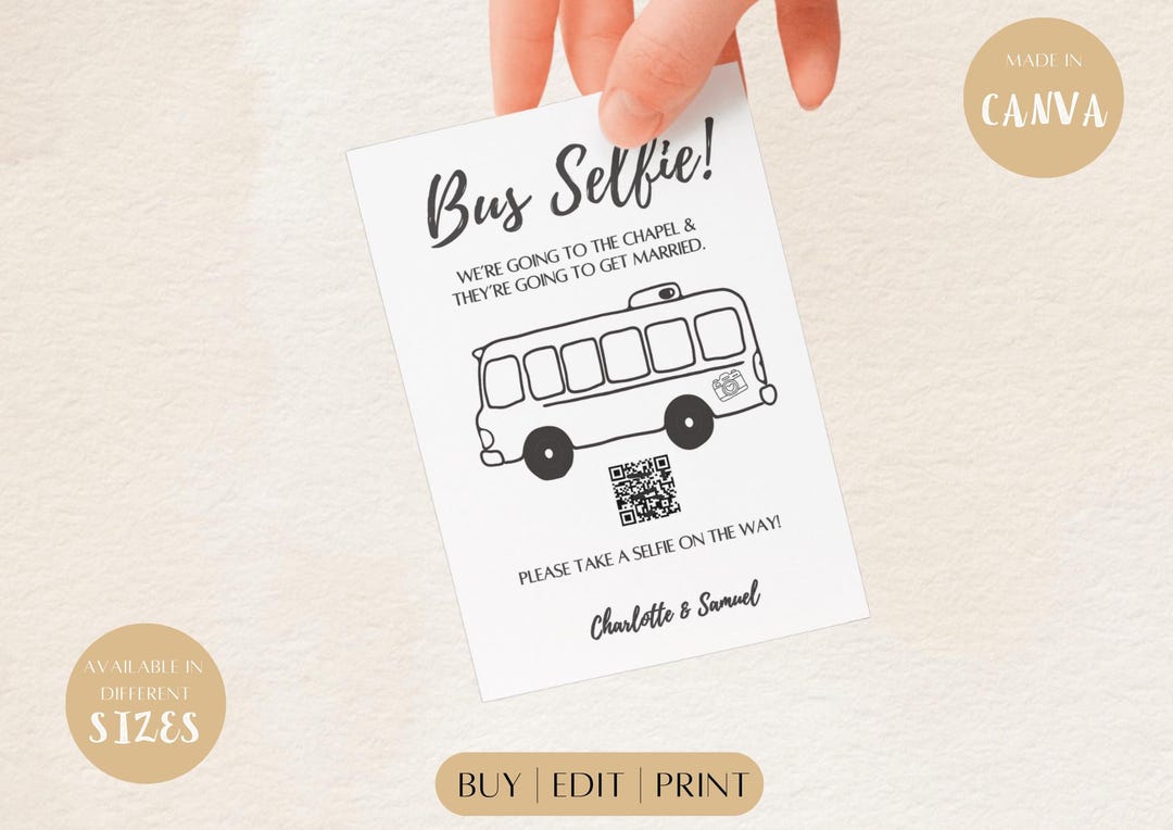 Wedding Bus Selfie Sign | Editable QR Code (digital Download) - Etsy