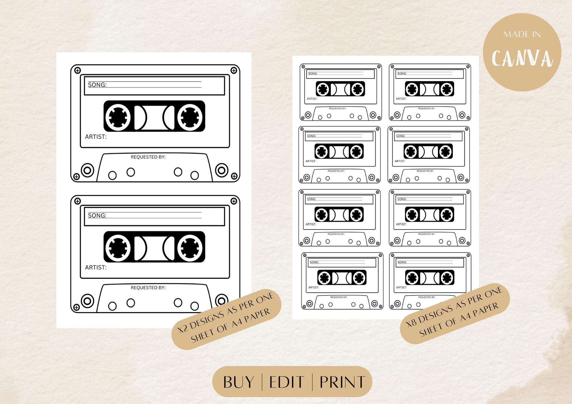 Wedding Song Request Cards Template | Minimalist Music Sign | Editable ...