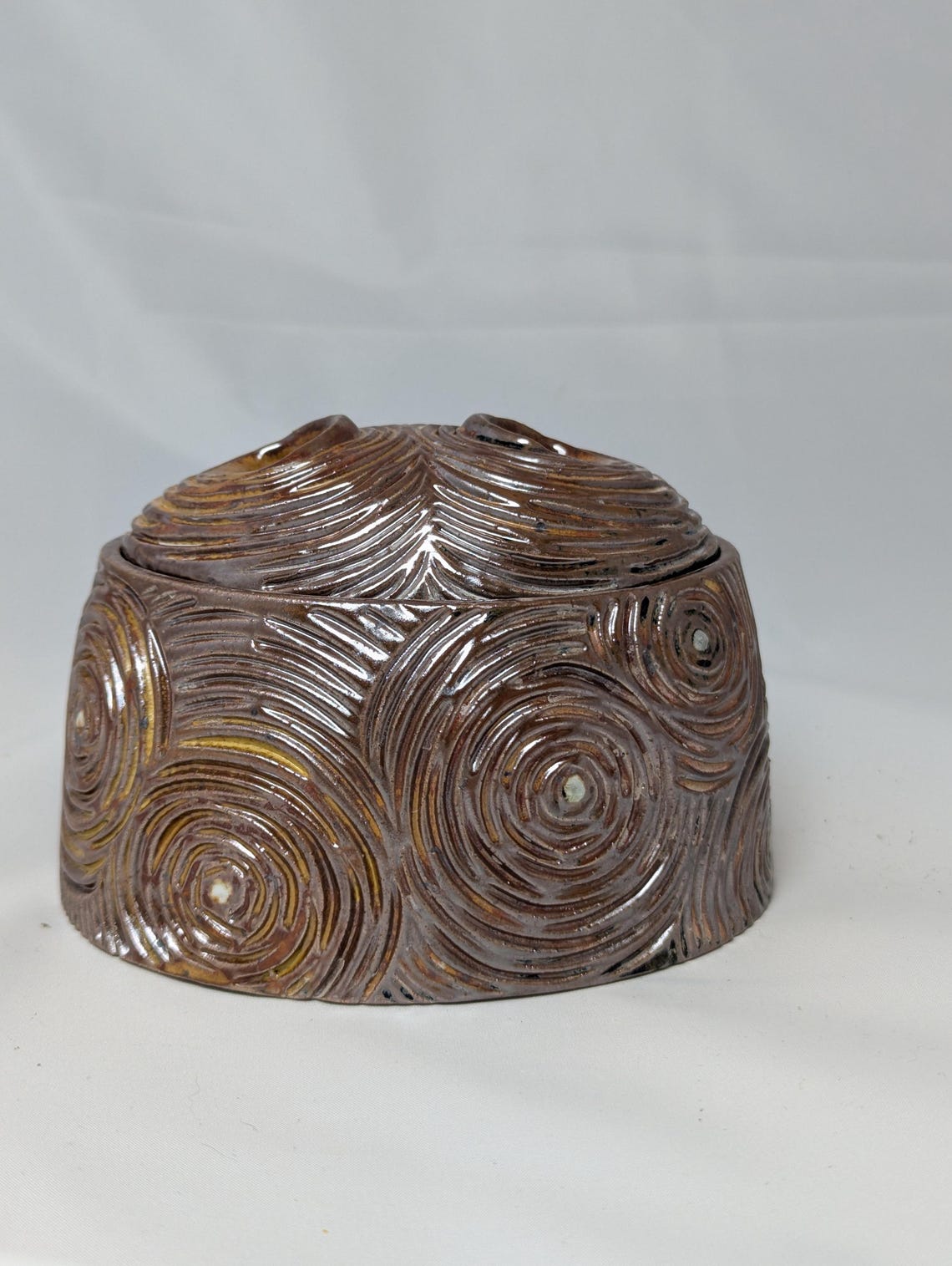 Soda Fired Ceramic Vessel – Carved Swirl Texture With Flashing Slip - Etsy