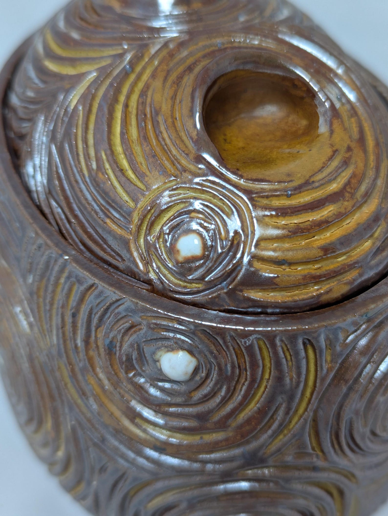 Soda Fired Ceramic Vessel – Carved Swirl Texture With Flashing Slip - Etsy