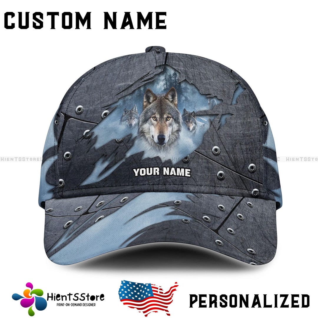 Custom Namewolf Cap - Personalized Wolf Hat, Custom Name Animal-themed ...