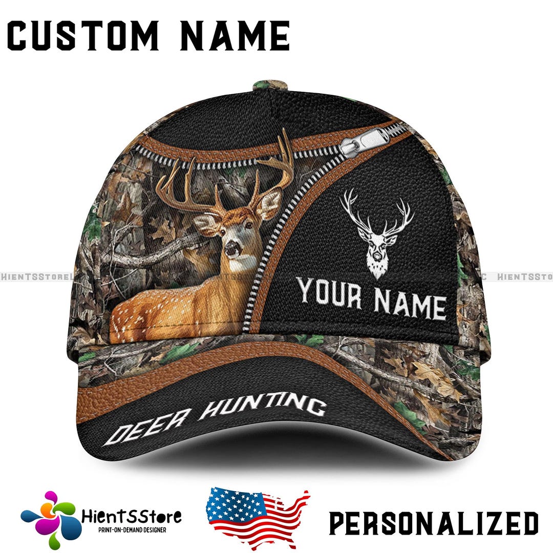 Custom Name Deer Hunting Baseball Cap - Personalized Name Hunting Camo ...