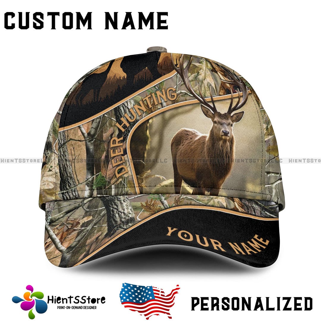 Custom Name Deer Hunting Hat With Personalized Name – Camo Baseball Cap ...