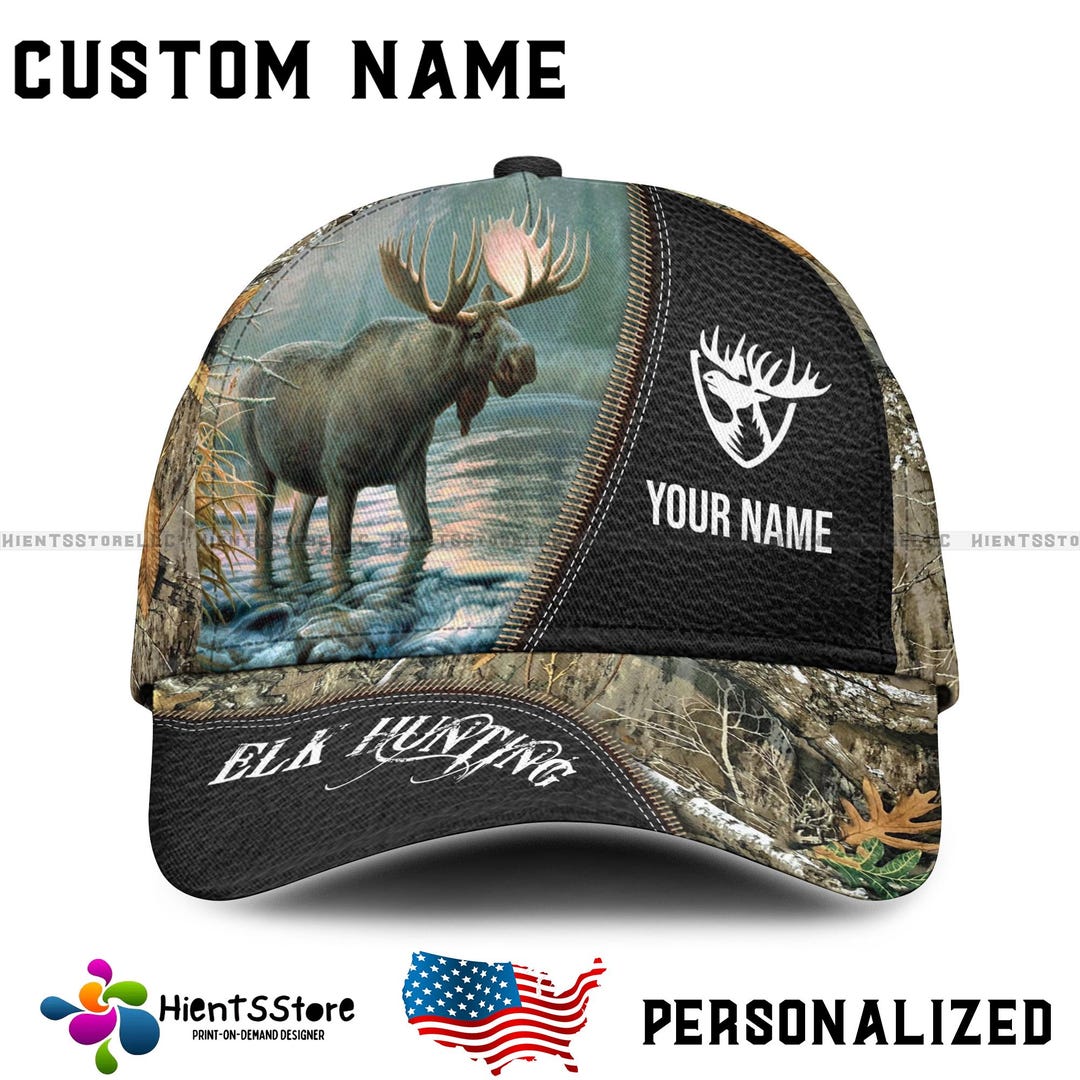 Custom Name Elk Hunting Hat for Men – Personalized Name Camo Cap With ...