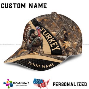 Custom Name Personalized Turkey Hunting Hat – Camo Trucker Cap – 3D ...