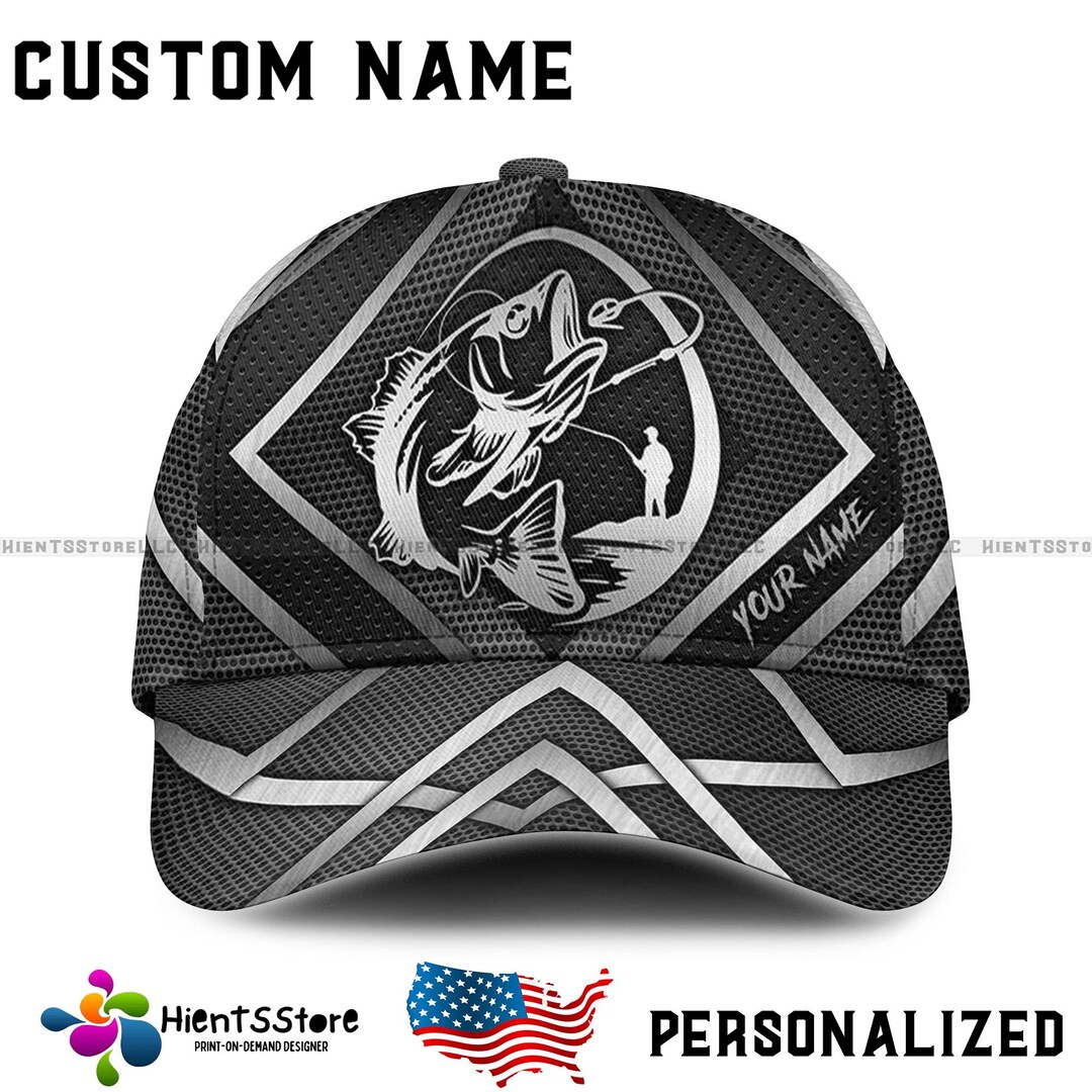 Custom Name Bass Fishing Hat for Men – Personalized Name Fishing Cap ...