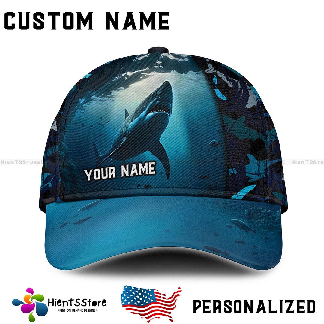 Custom Name Shark Cap for Men, Personalized Baseball Cap, Camo ...
