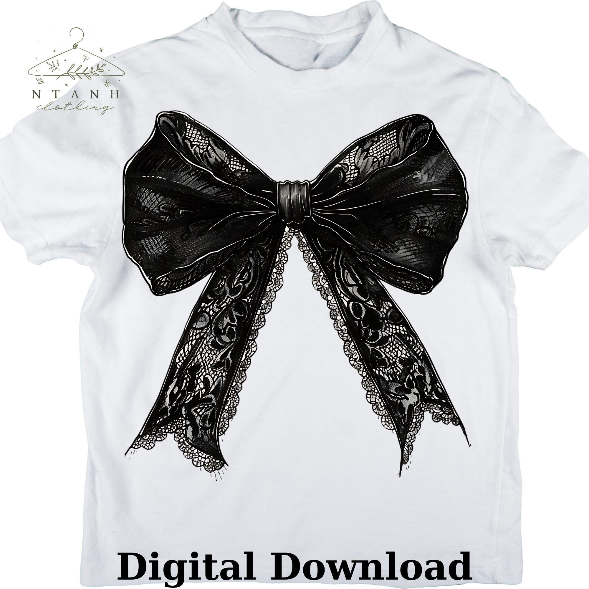 Gothic Black Lace Bow PNG, Elegant Dark Bow Digital Download, Halloween ...