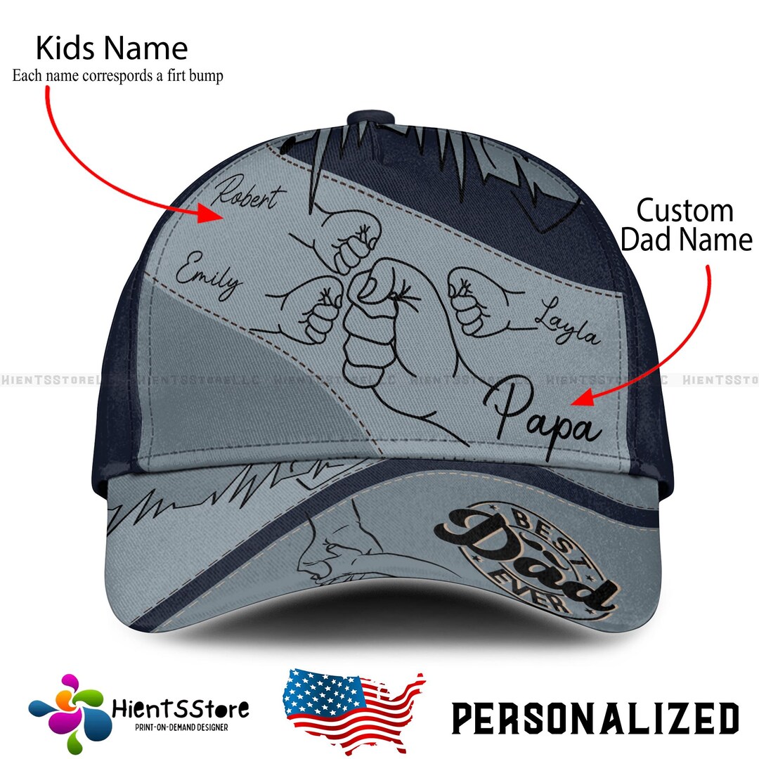 Custom Name Daddy First Bump Cap, Custom Dad Cap With Kids’ Names, Dad ...