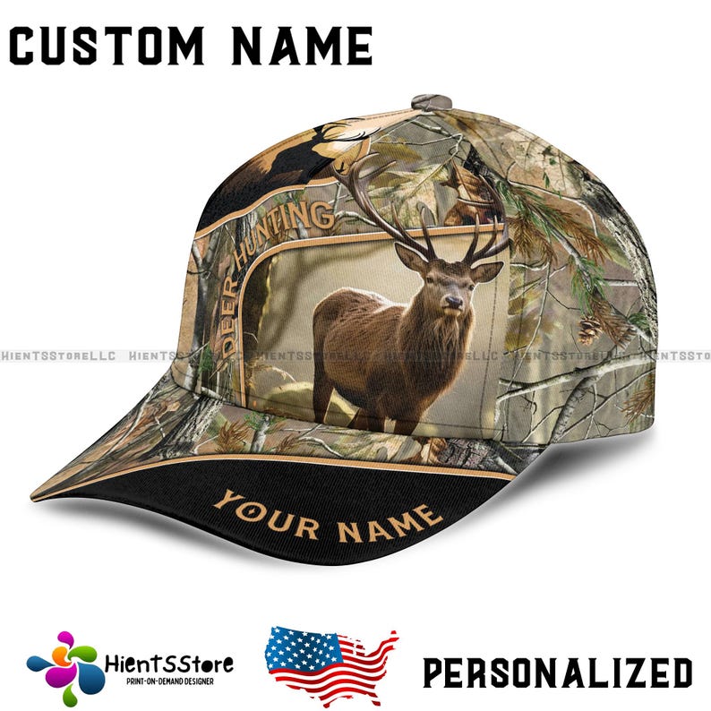 Custom Name Deer Hunting Hat With Personalized Name – Camo Baseball Cap ...