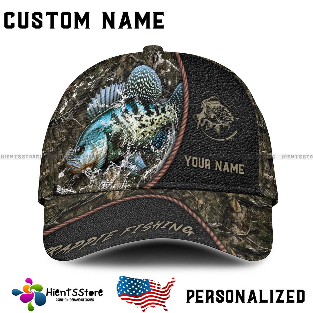 Custom Name Crappie Fishing Hat – Personalized Name Fishing Cap for Men ...