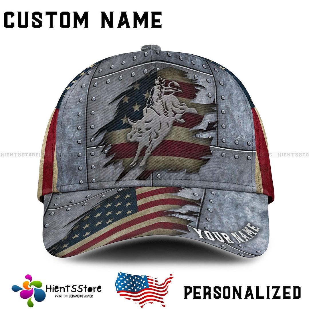 Custom Name Cowboy Hat USA Flag Gift for Men – Personalized Name ...