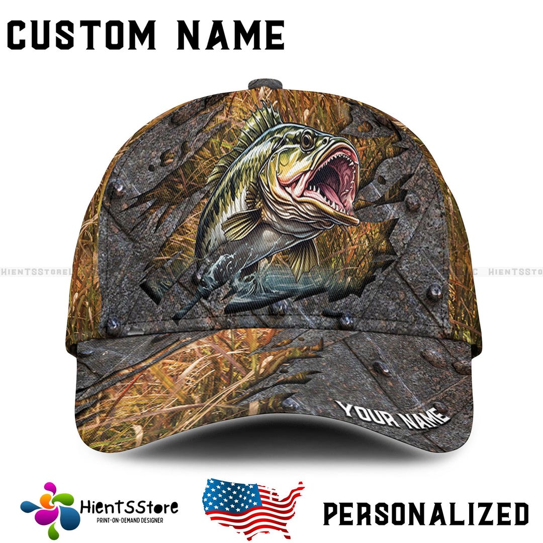 Custom Name Fishing Hat, Personalized Bass Fishing Cap, Outdoor Gear ...